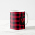 Red and Black Buffalo Check Monogram Coffee Mug | Zazzle