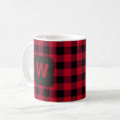 Red and Black Buffalo Check Monogram Coffee Mug | Zazzle