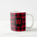 Red and Black Buffalo Check Monogram Coffee Mug | Zazzle
