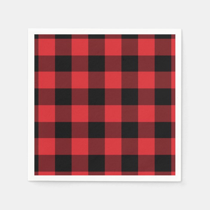Red and Black Buffalo Check Pattern Paper Napkins | Zazzle