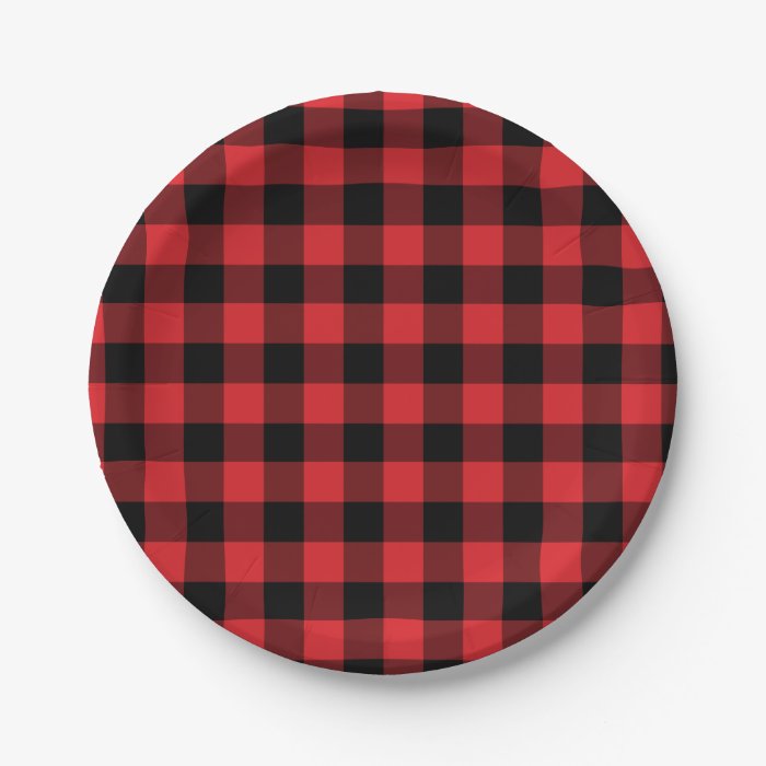 Red And Black Buffalo Check Plaid Pattern Paper Plate Zazzle