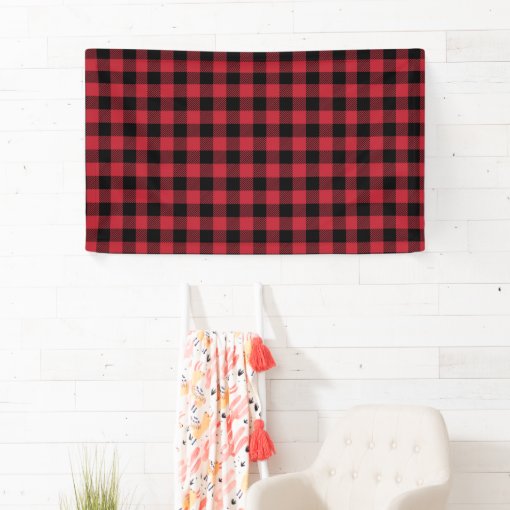 Red and Black Buffalo Plaid Backdrop Banner | Zazzle