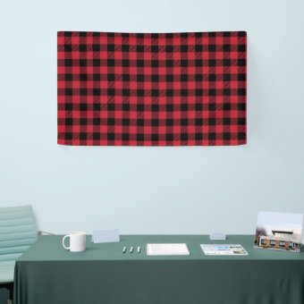 Red and Black Buffalo Plaid Backdrop Banner | Zazzle