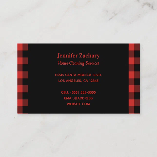 Red and Black Buffalo Plaid Business Card | Zazzle