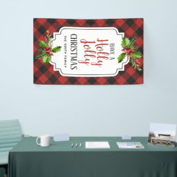 Red and Black Buffalo Plaid Christmas Banner | Zazzle