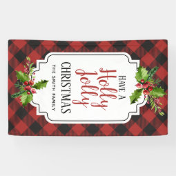 Red and Black Buffalo Plaid Christmas Banner | Zazzle