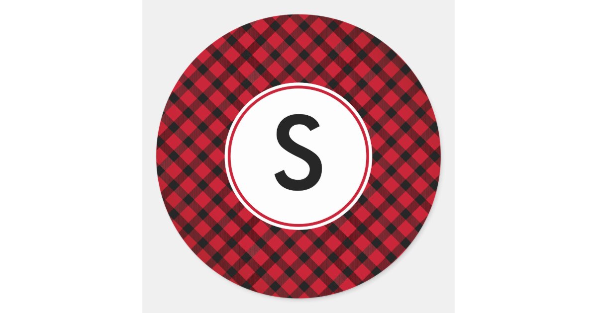 Red And Black Buffalo Plaid Classic Round Sticker | Zazzle
