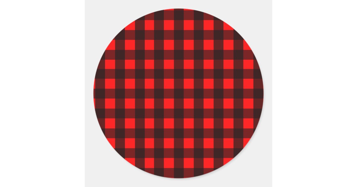 Red and Black Buffalo Plaid Classic Round Sticker | Zazzle