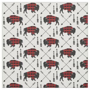 Red Black Buffalo Plaid Pattern Fabric | Zazzle