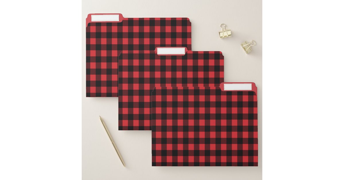 Red and Black Buffalo Plaid File Folder | Zazzle