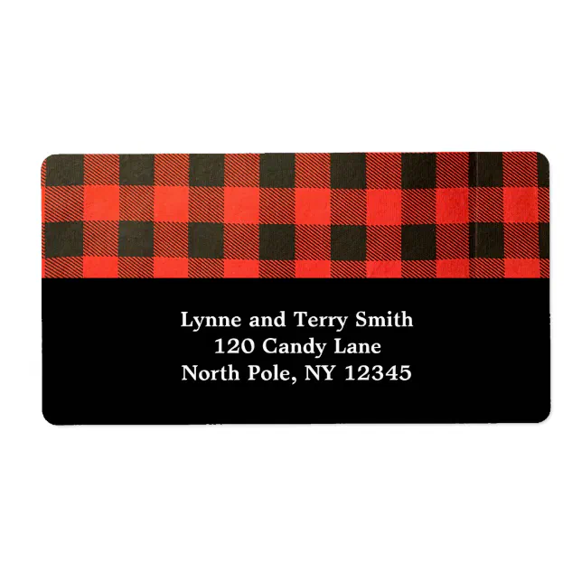Red and Black Buffalo Plaid Label | Zazzle