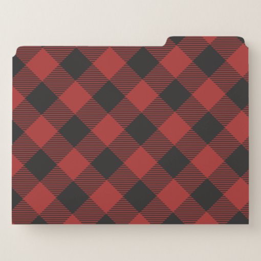 Red And Black Buffalo Plaid Monogram File Folder | Zazzle
