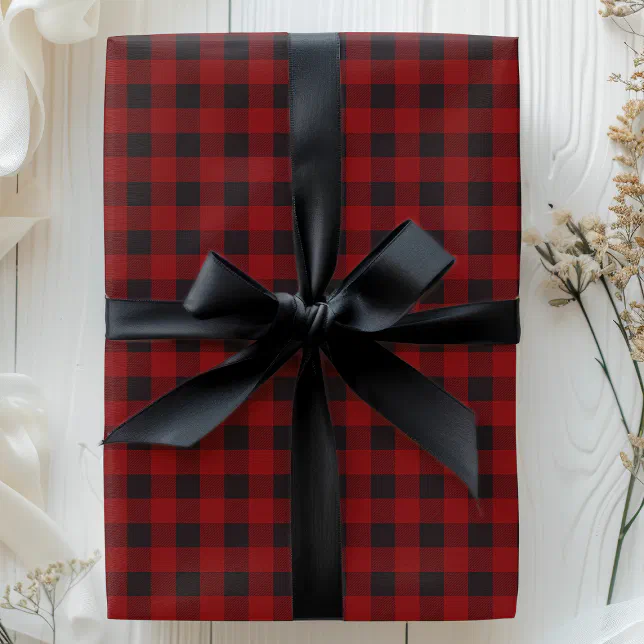 Red And Black Buffalo Plaid Wrapping Paper | Zazzle