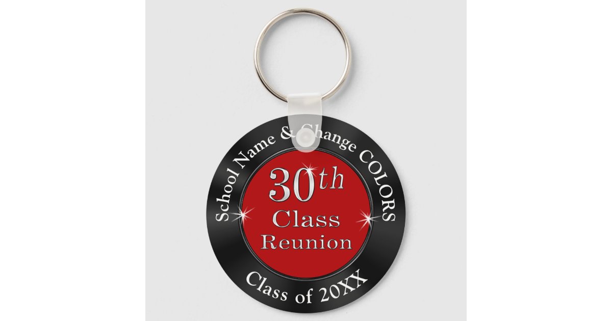 Red and Black Cheap 30th Class Reunion Keychains | Zazzle