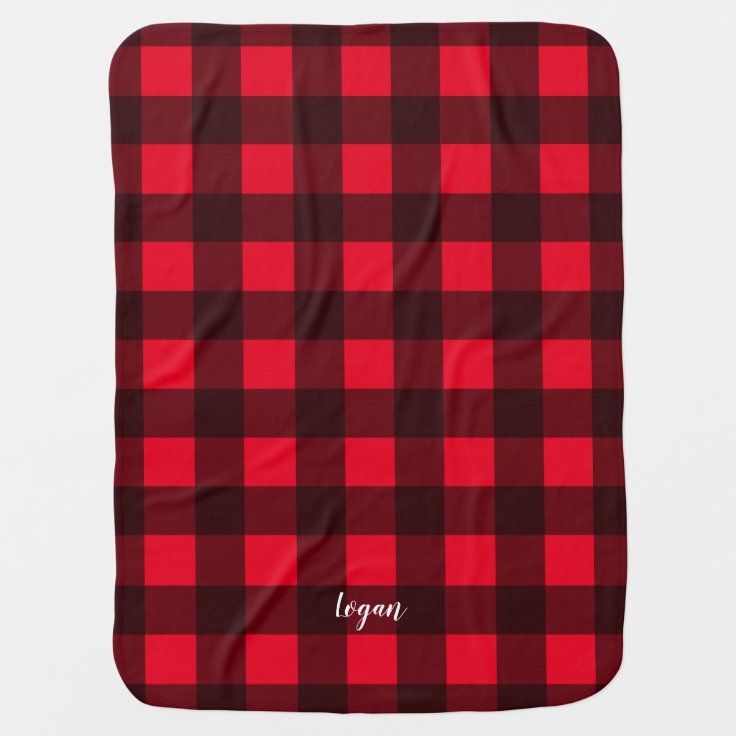 Red and Black Check Buffalo Plaid Baby Blanket | Zazzle
