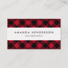 Rustic Red & Black Buffalo Plaid Pattern Monogram Business Card ...