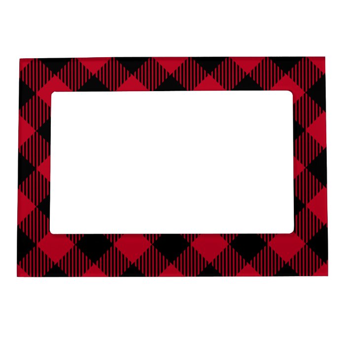 Red And Black Check Buffalo Plaid Pattern Magnetic Frame | Zazzle