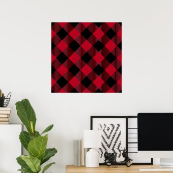 Red And Black Check Buffalo Plaid Pattern Poster | Zazzle