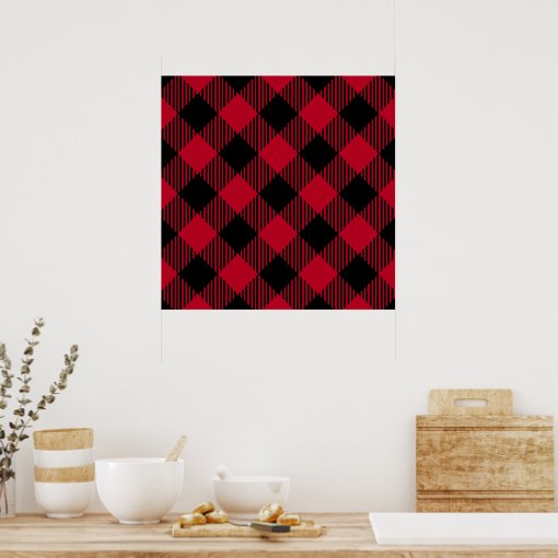 Red And Black Check Buffalo Plaid Pattern Poster | Zazzle