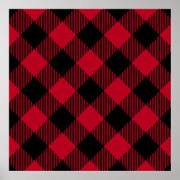 Red And Black Check Buffalo Plaid Pattern Poster | Zazzle