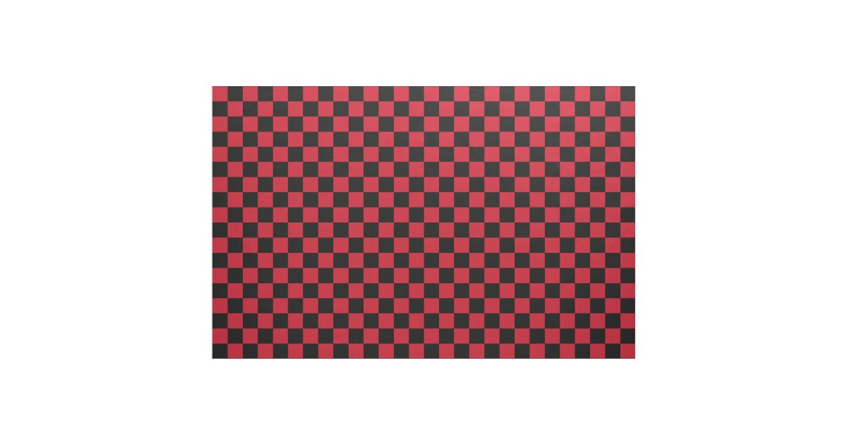 Red and black checkerboard pattern fabric | Zazzle