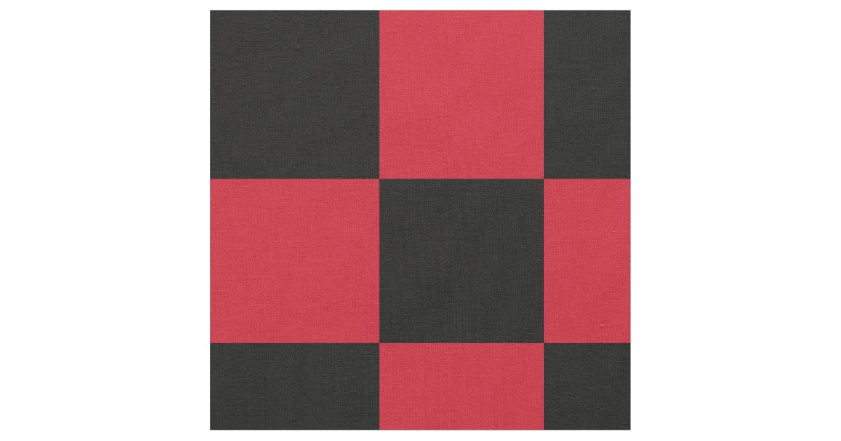 Red and black checkerboard pattern fabric | Zazzle