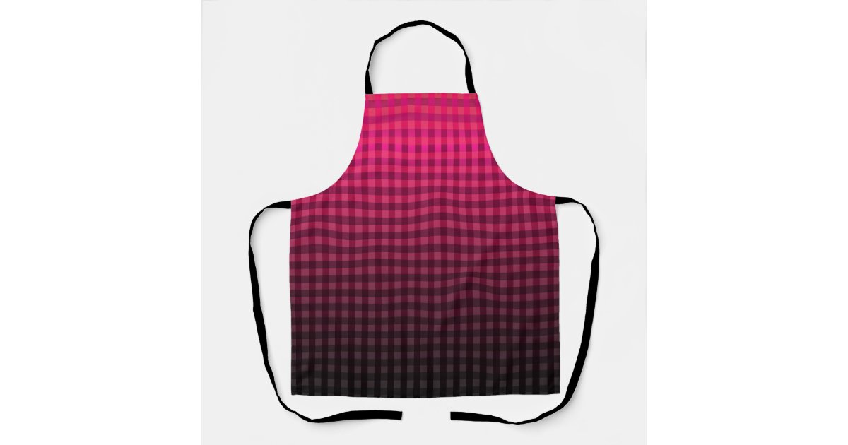 Red and black checkered pattern gradient apron | Zazzle