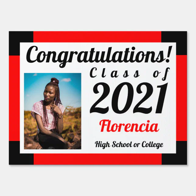 Red and Black Congrats Graduation Sign | Zazzle