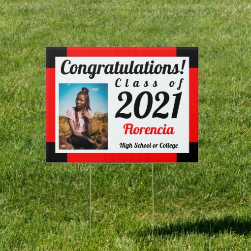 Red and Black Congrats Graduation Sign | Zazzle