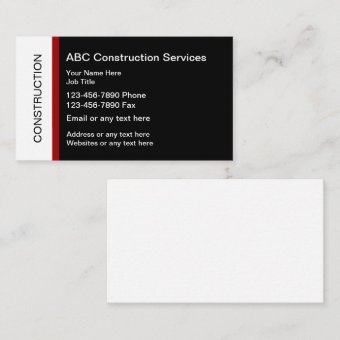 Red And Black Construction Business Card | Zazzle