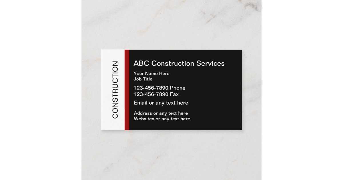 Red And Black Construction Business Card | Zazzle