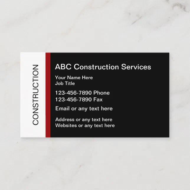 Red And Black Construction Business Card | Zazzle