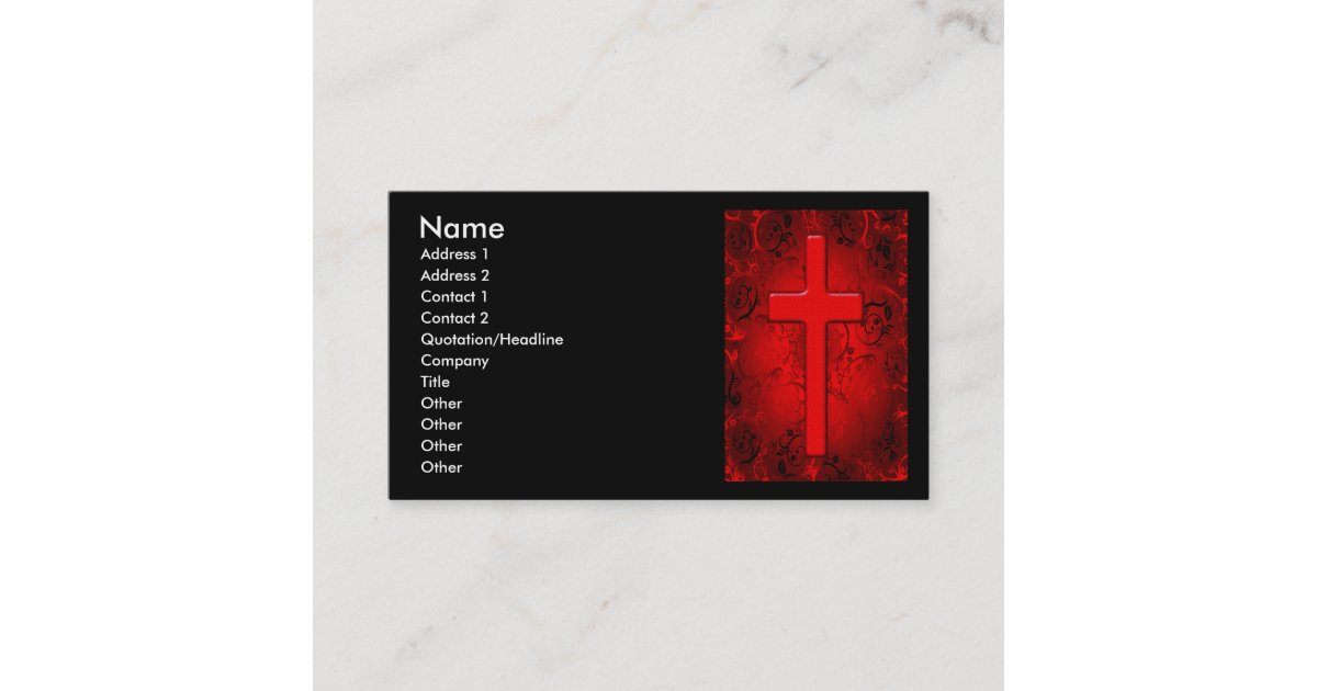 RED AND BLACK CROSS BUSINESS CARDS | Zazzle