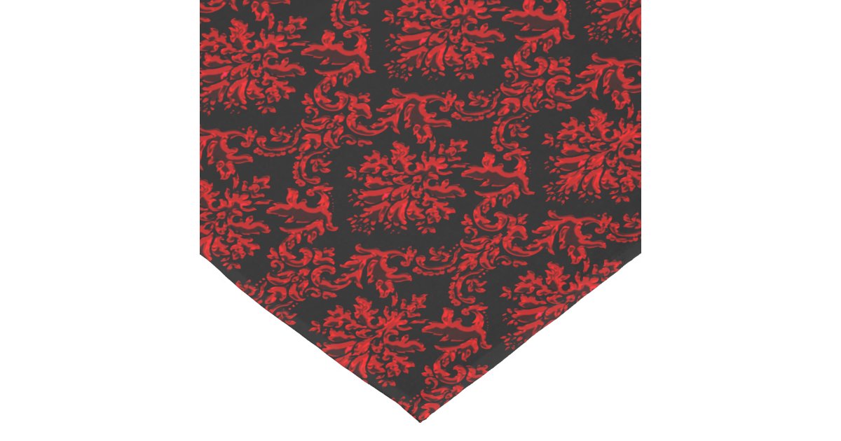 Red and Black Damask Table Runner | Zazzle