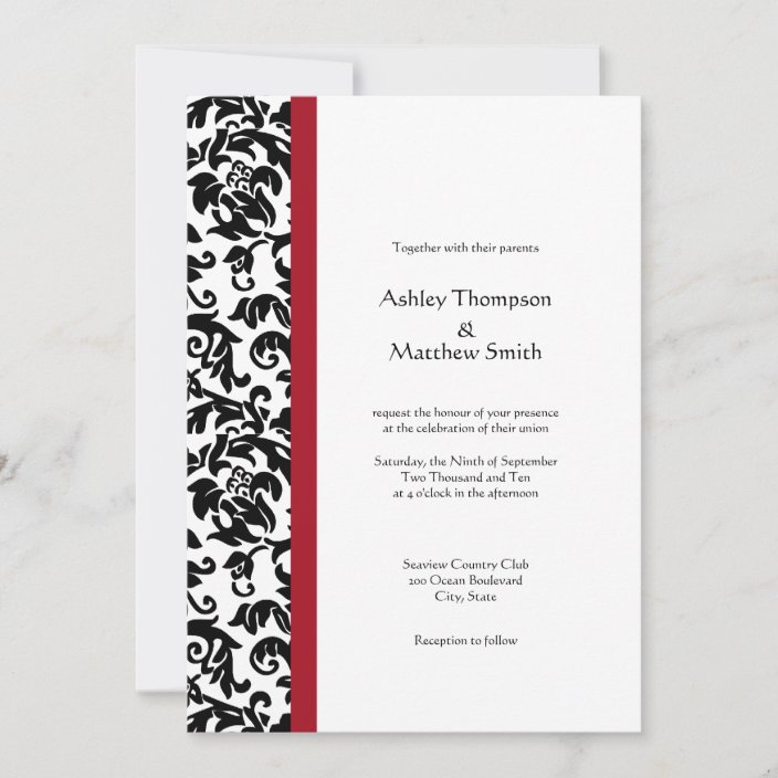 Red and Black Damask Wedding Invitations | Zazzle.com