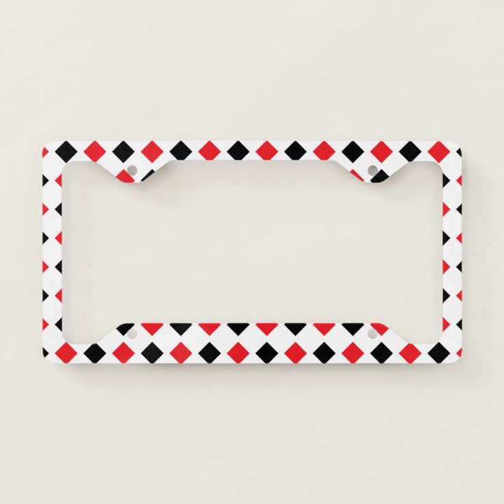 Red and Black Diamonds License Plate Frame | Zazzle