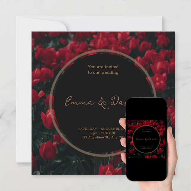 Red And Black Elegant Invited Wedding Invitation | Zazzle