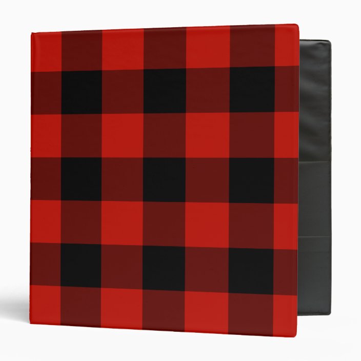 Red and Black Gingham Check Pattern 3 Ring Binder | Zazzle.com