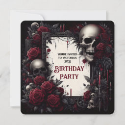 Red and Black Gothic Birthday Invitation | Zazzle