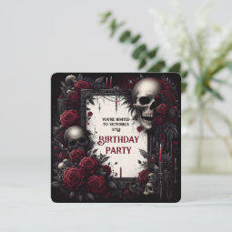 Red and Black Gothic Birthday Invitation | Zazzle