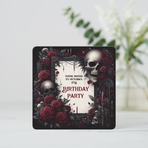 Red and Black Gothic Birthday Invitation | Zazzle