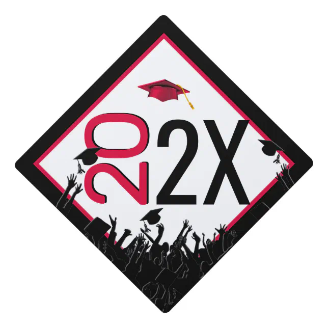 Red and Black Graduation Graduation Cap Topper | Zazzle