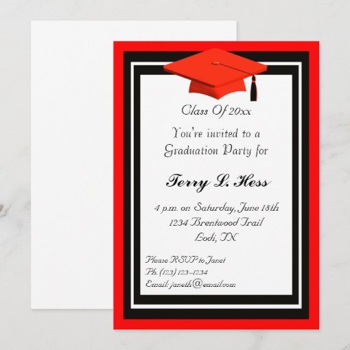 Red and Black Graduation Party Invitation | Zazzle
