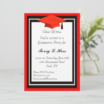 Red and Black Graduation Party Invitation | Zazzle