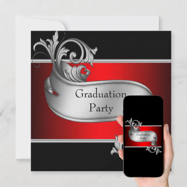 Red and Black Graduation Party Invitation | Zazzle