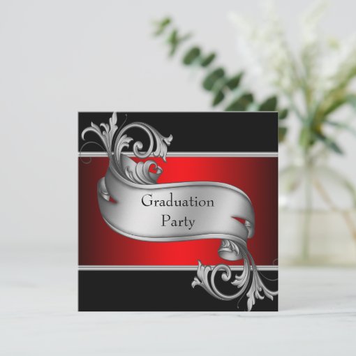 Red and Black Graduation Party Invitation | Zazzle