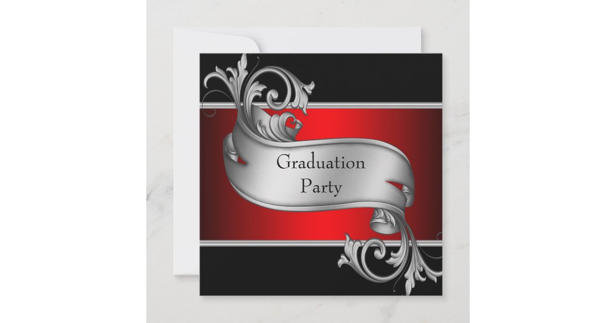 Red and Black Graduation Party Invitation | Zazzle
