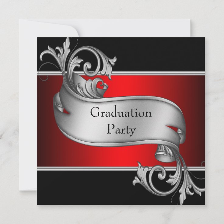 Red and Black Graduation Party Invitation | Zazzle