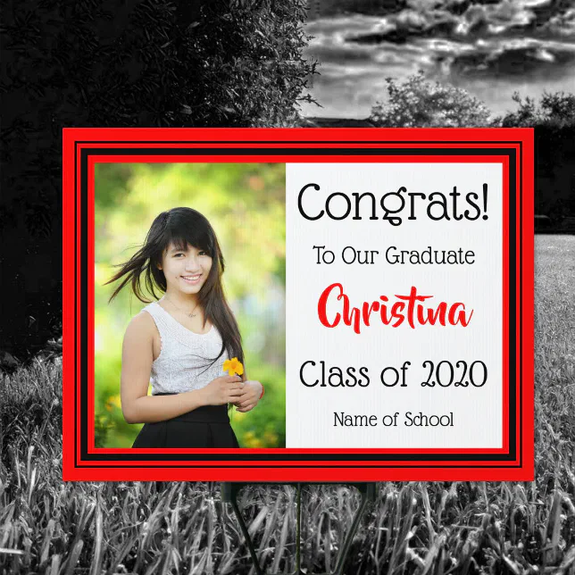 Red and Black Graduation School Colors Sign | Zazzle