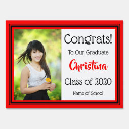 Red and Black Graduation School Colors Sign | Zazzle